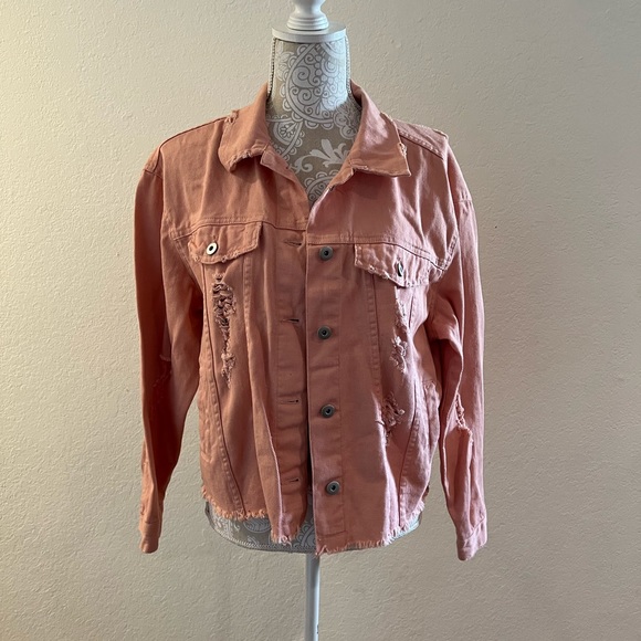 Love Tree | Jackets & Coats | Distressed Pink Jacket | Poshmark